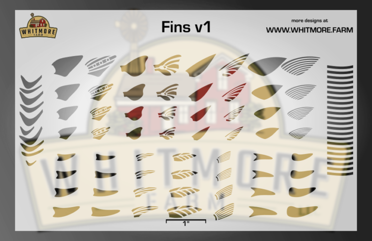 Fins v1 Assortment Fishing Lure Airbrush Stencil - Whitmore Farm