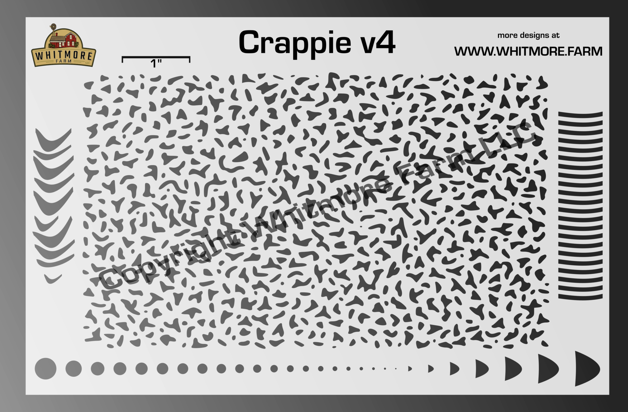 Crappie v4 Mesh Fishing Lure Airbrush Stencil - Whitmore Farm
