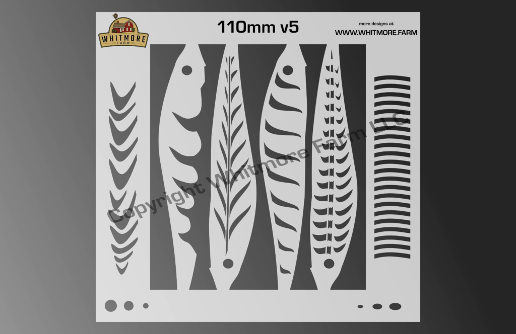 Jerkbait v5 Fishing Lure Airbrush Stencil - 110mm - Whitmore Farm