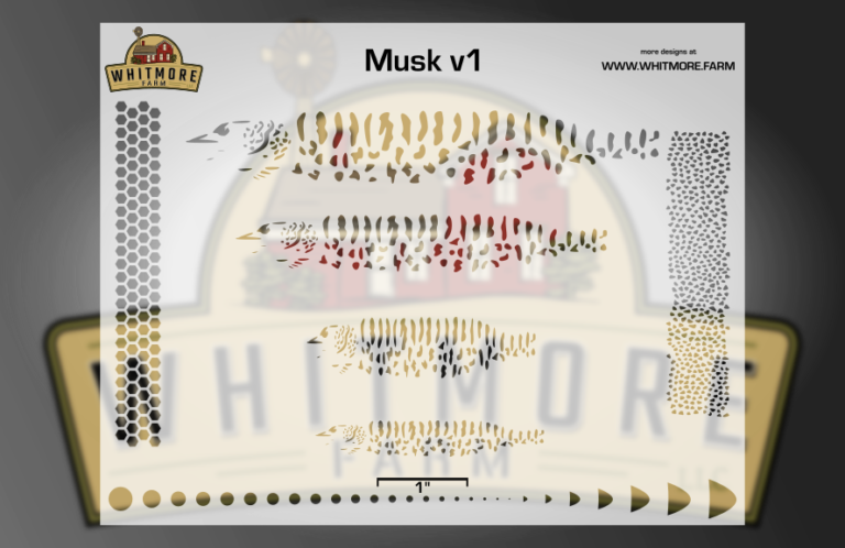 Musk v1 Fishing Lure Airbrush Stencil - Whitmore Farm